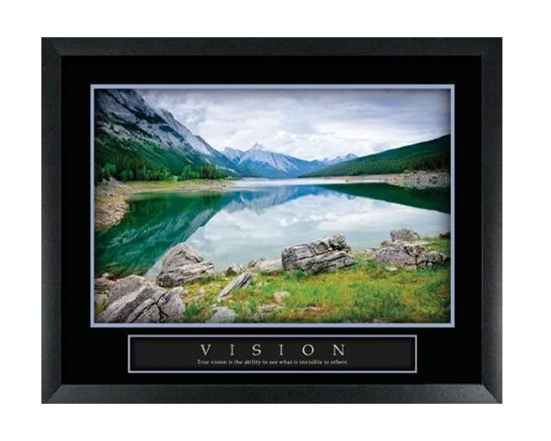 Vision Rocky Mountain Majestic Lake Reflection Green Valley Framed ...