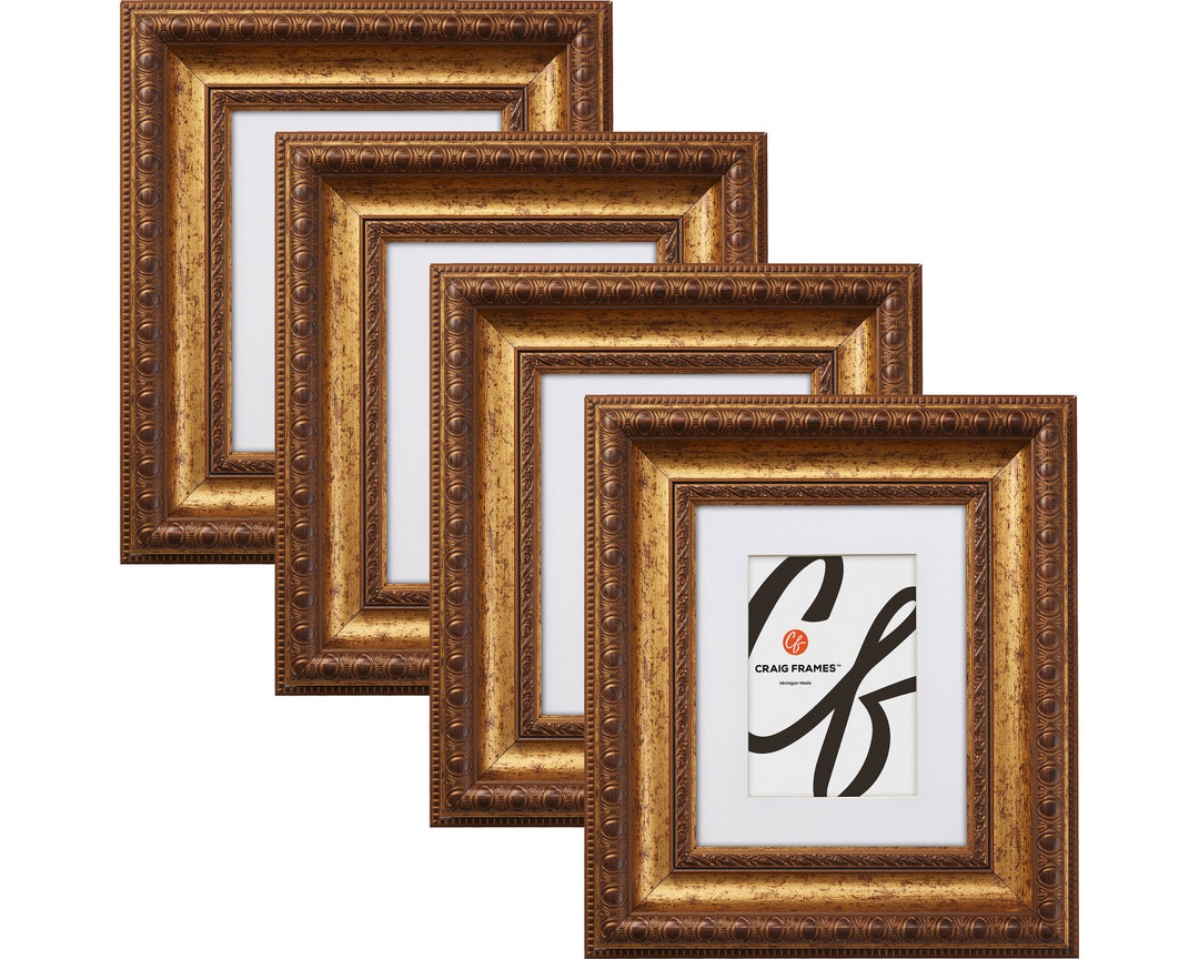 Arqadia Gothic, Aged Gold Picture Frame With Single White Mat, 3.125 ...