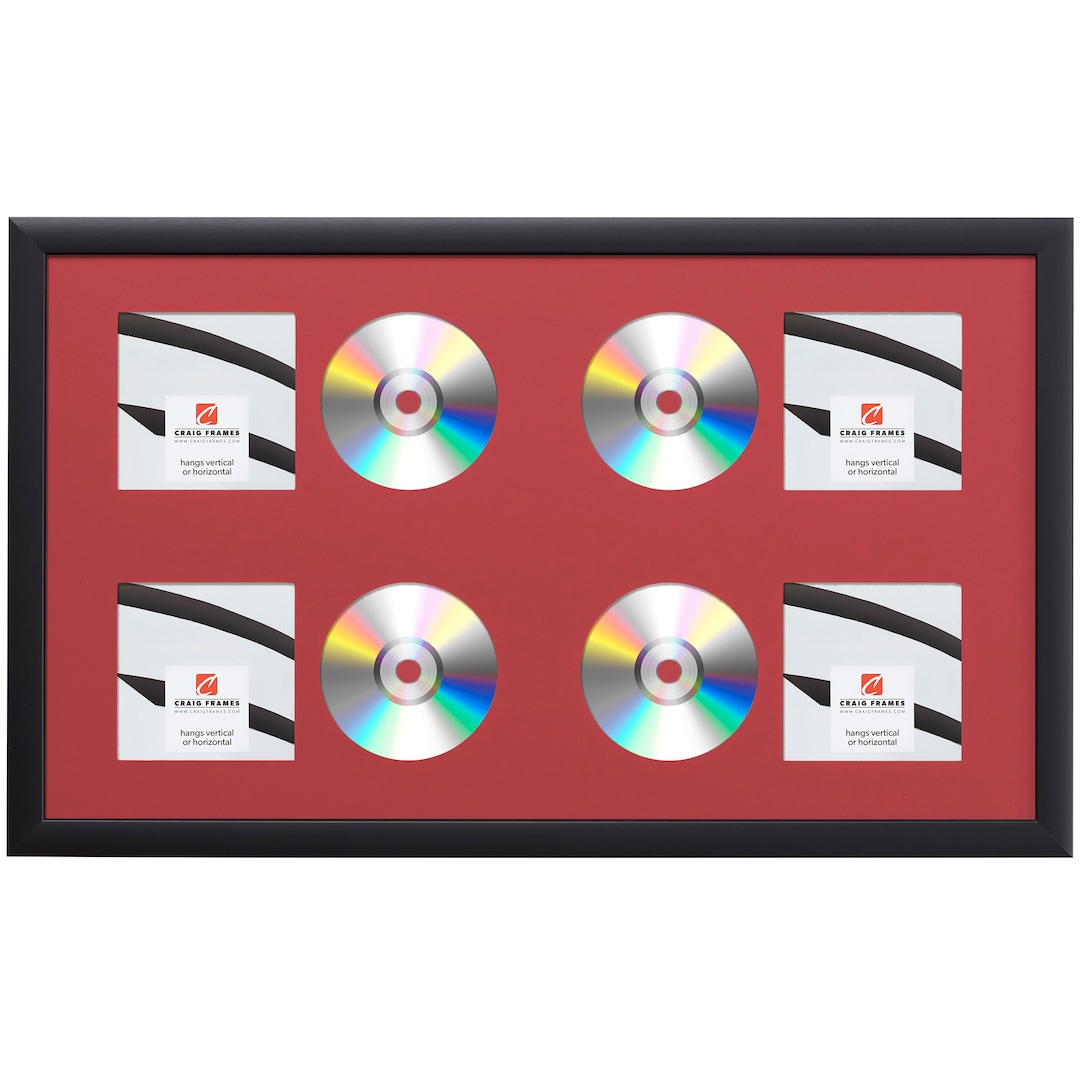 Red 4-CD Display Mat Complete W/ 1" Wide Black Frame (4CD1WB3RD), Craig ...