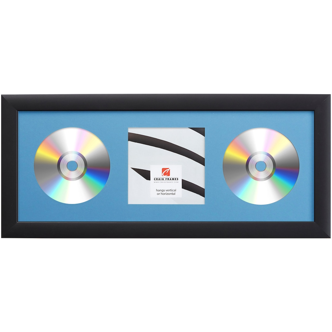 Light Blue 2-CD Display Mat Complete W/ 1" Wide Black Frame ...