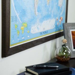 Classic World Push Pin Travel Map, Black Faux Barnwood Frame 24x36-inch ...