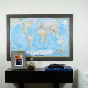 Classic World Push Pin Travel Map Faux Barnwood Frame 24x36-inch ...