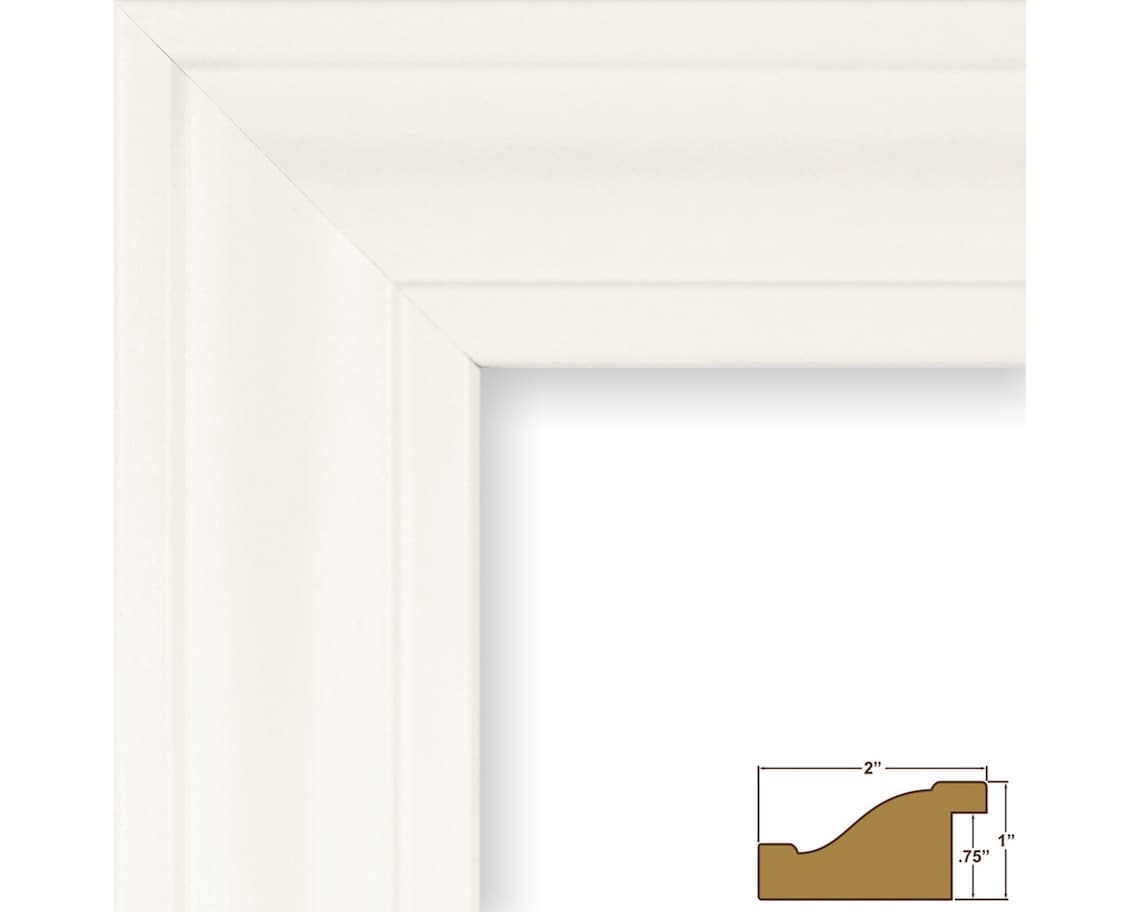 Contemporary Upscale Satin White Picture Frame 2 Wide | Etsy