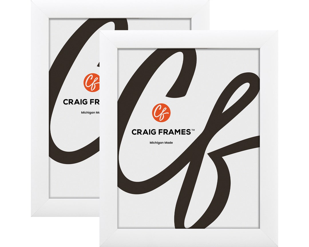 Contemporary 1", Modern White Picture Frame, 1" Wide, Set of Two, 25 Common Sizes With Glass ...