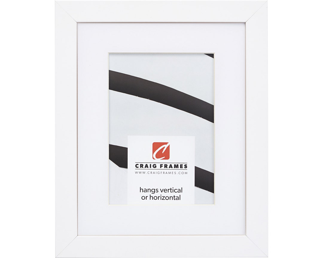 Essentials, Satin White Picture Frame With Single White Mat, 1" Wide ...