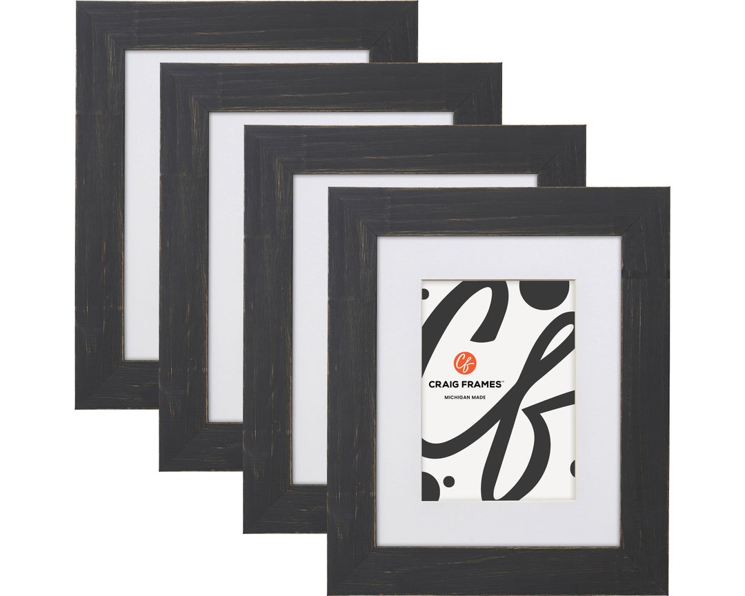 Jasper, Rustic Charcoal Black Picture Frame With Single Opening White ...