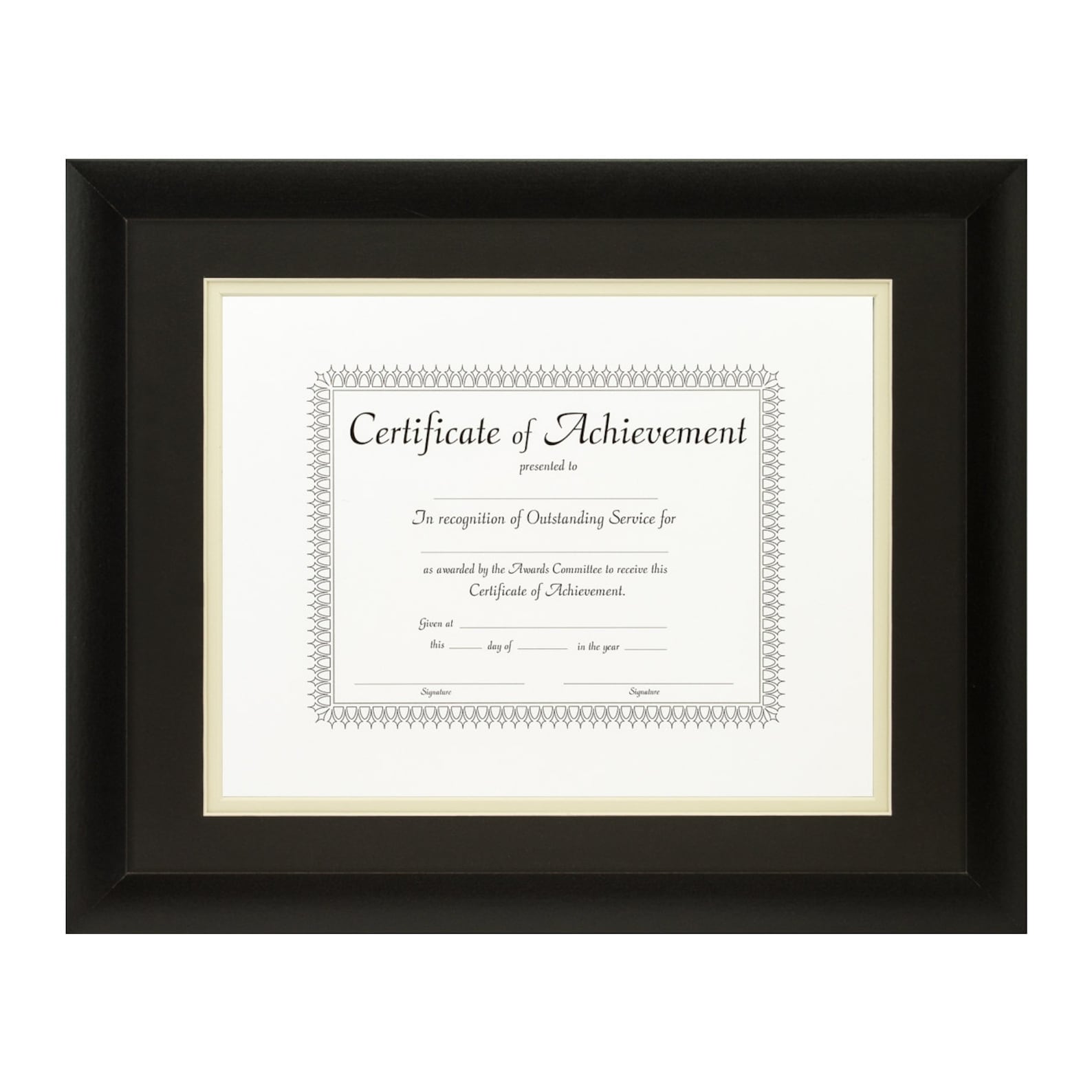 Contemporary, Black Document Frame, 11x14 Inch, Double Mat With Single ...