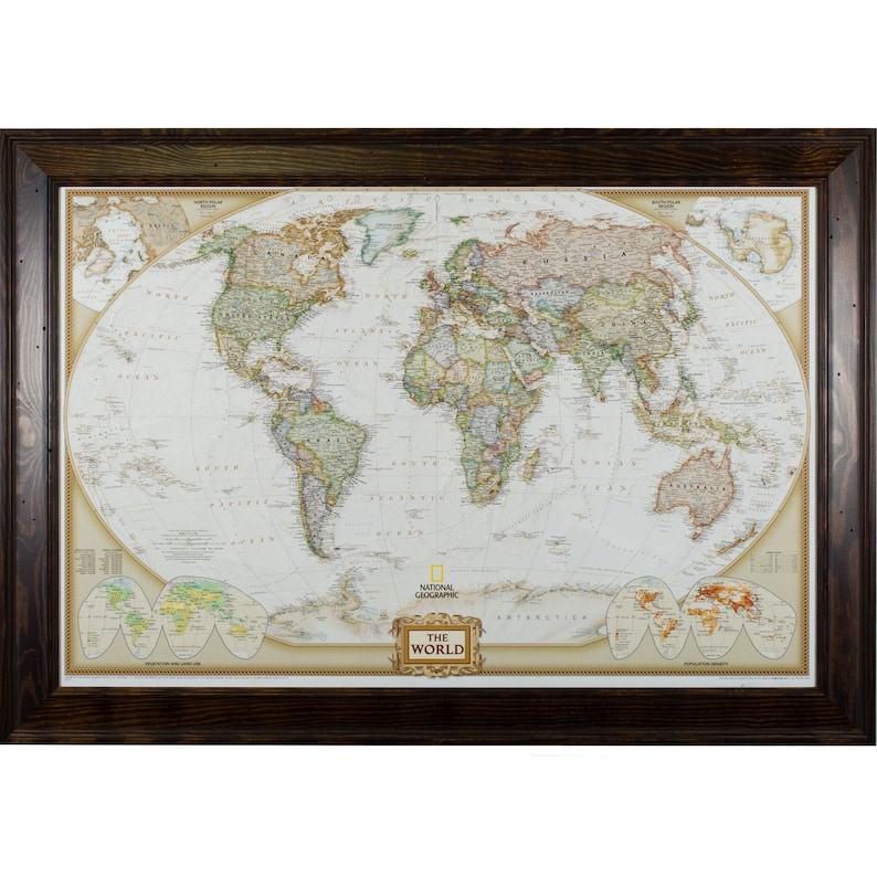 Framed Push Pin World Travel Map, Dark Walnut, 24x36-inch - Etsy