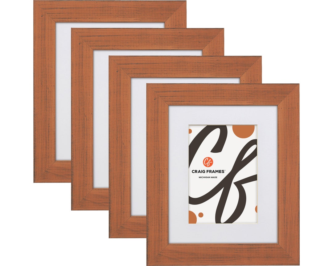 Jasper, Rustic Bourbon Orange Picture Frame With Single Opening White ...