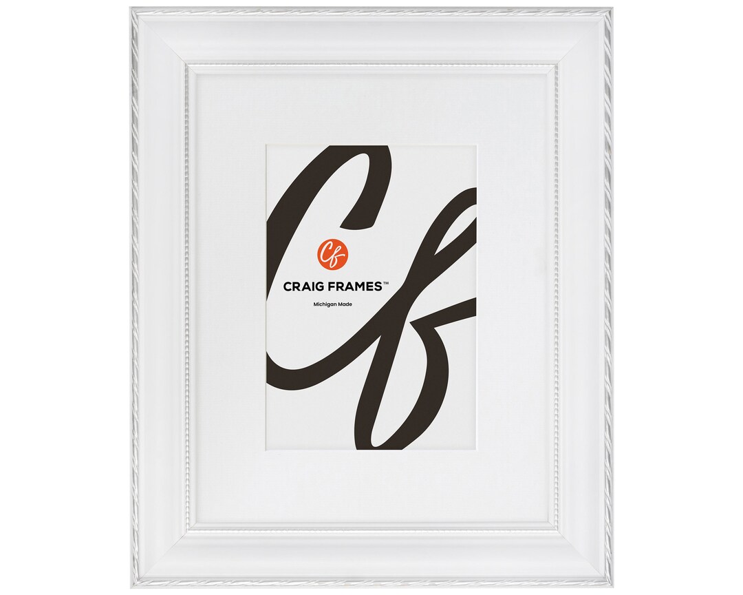 Ornate White Picture Frame, Silver Accent, Single White Mat - Etsy