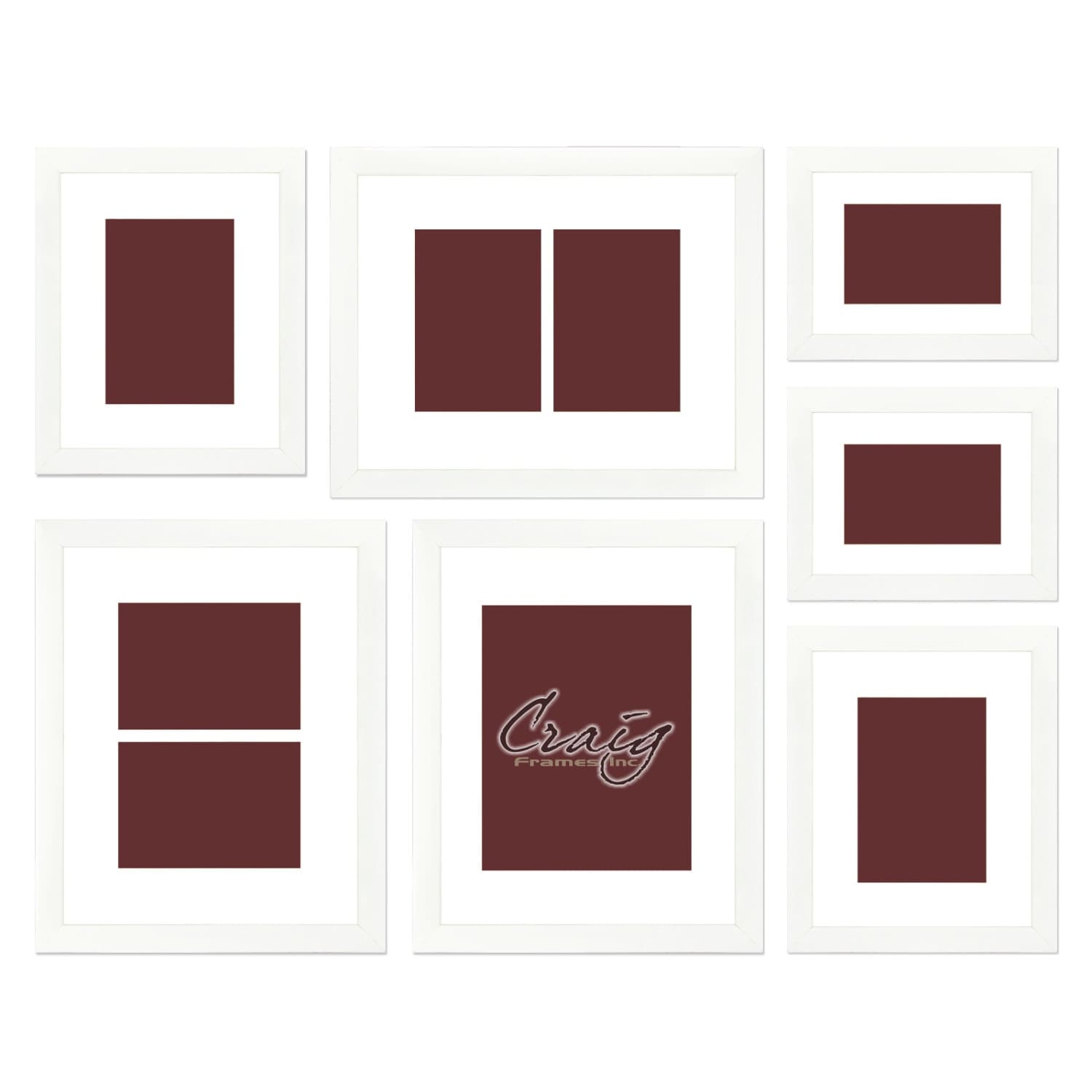 Seven Piece White Picture Frame Set White Display Mats | Etsy