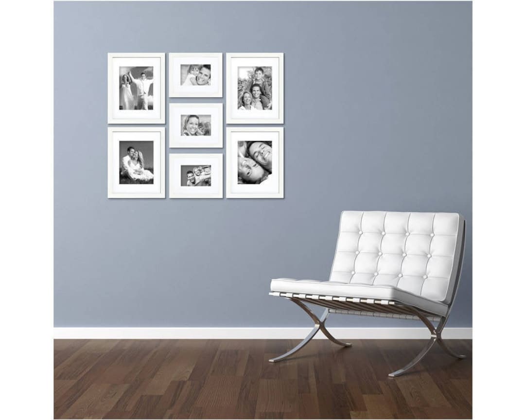 Seven Piece White Picture Frame Set, White Display Mats (622FSET01S07Z ...