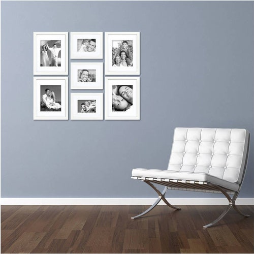 Seven Piece White Picture Frame Set White Display Mats - Etsy