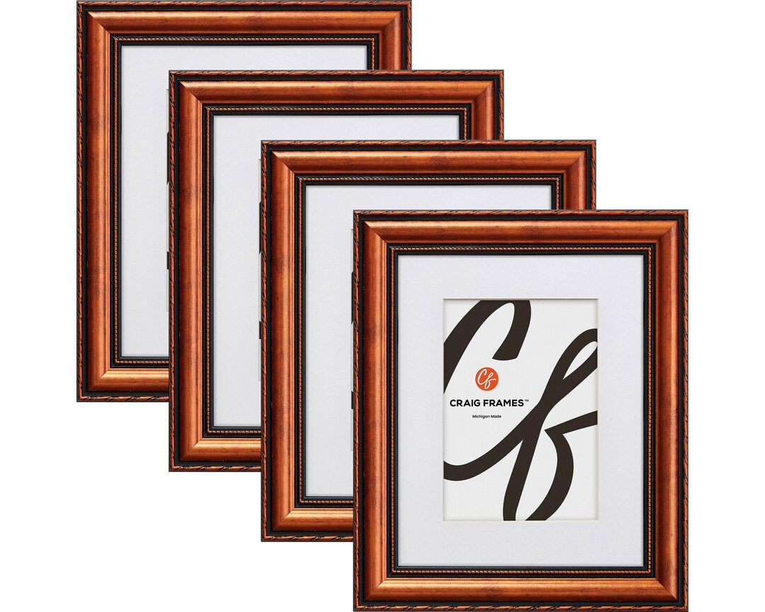 Victoria, Ornate Copper Picture Frame Set With Single White Mat, 1.375 ...