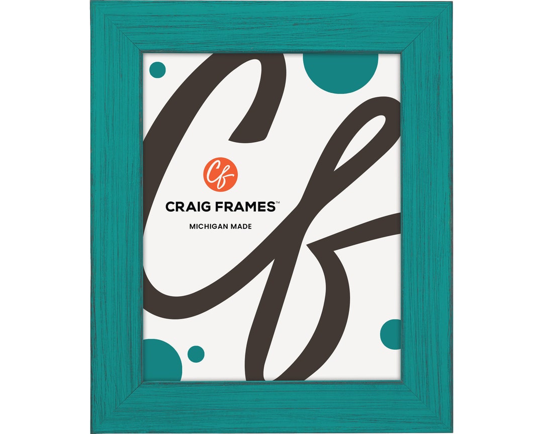 Jasper, Rustic French Teal Picture Frame With Glass, 1.5" Wide, 25 ...