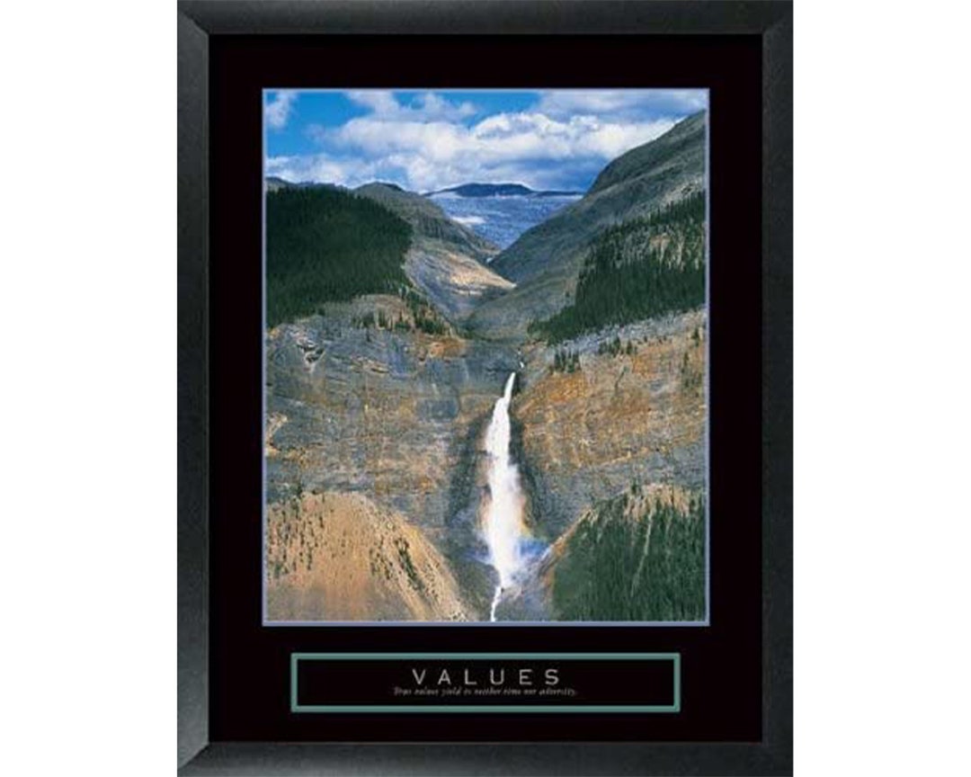 Values, Waterfall, Framed Motivational Poster - Etsy