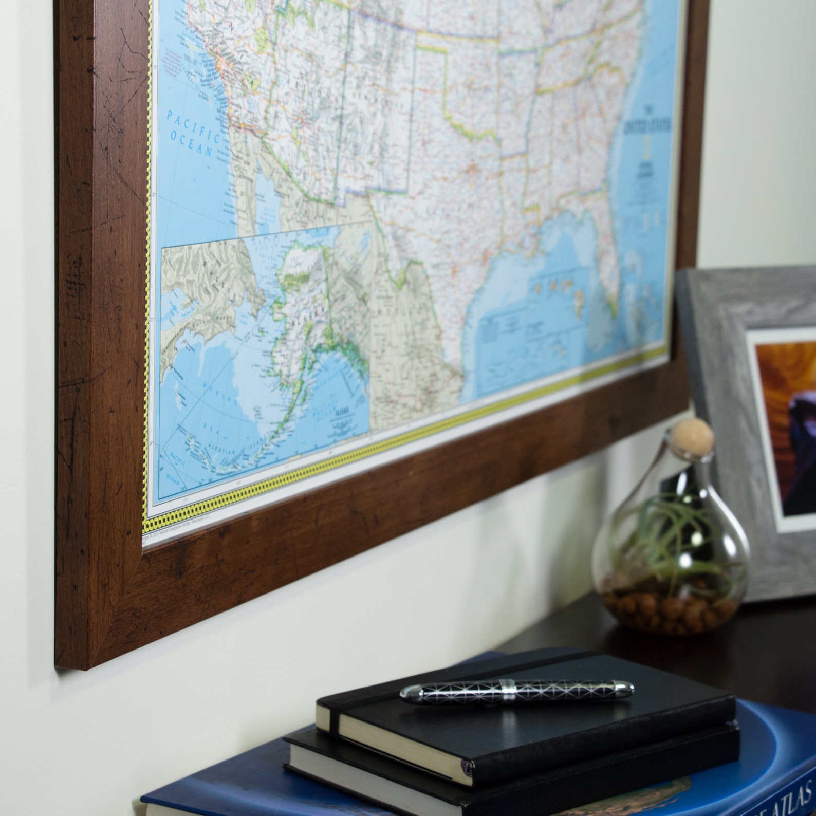 Classic United States Push Pin Travel Map Brown Frame - Etsy