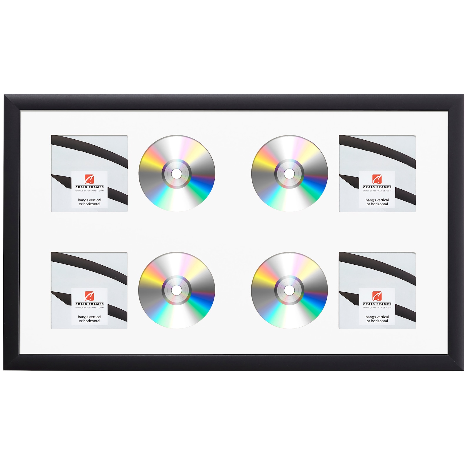 White 4-CD Display Mat Complete W/ 1 Wide Black Frame - Etsy