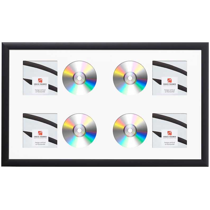 White 4-CD Display Mat Complete W/ 1 Wide Black Frame - Etsy