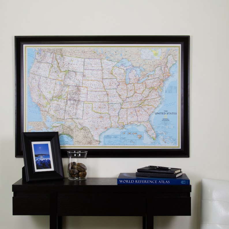 Classic United States Push Pin Travel Map Brazilian Walnut - Etsy