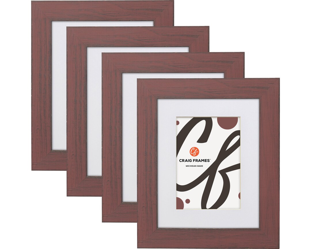 Jasper, Rustic Faded Red Picture Frame With Single Opening White Mat, 1 ...