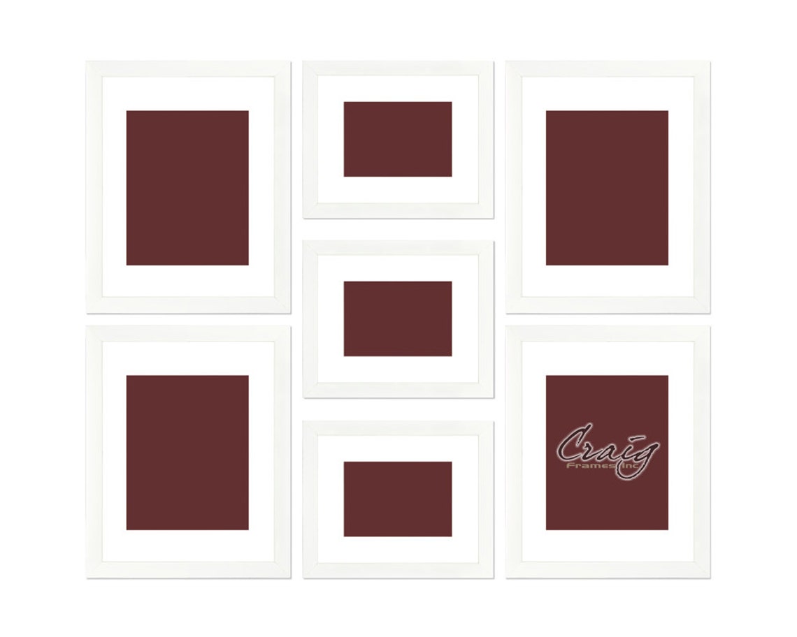 Seven Piece White Picture Frame Set, White Display Mats (622FSET01S07Z ...