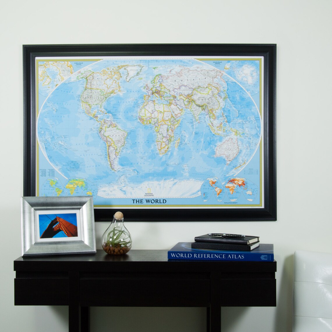 Classic World Push Pin Travel Map Black Frame 24x36-inch | Etsy