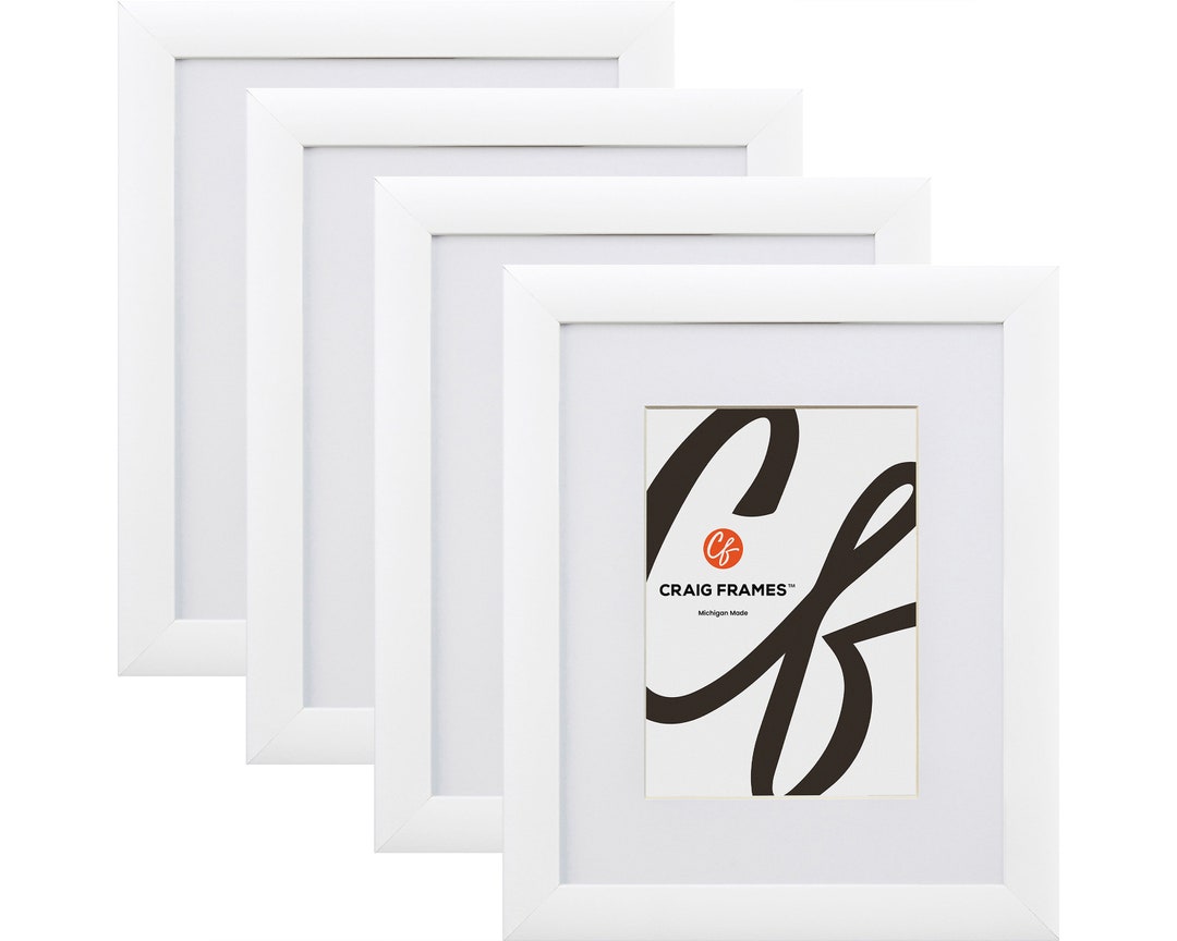 Contemporary 1", Modern White Picture Frame With Single White Mat, 1 ...