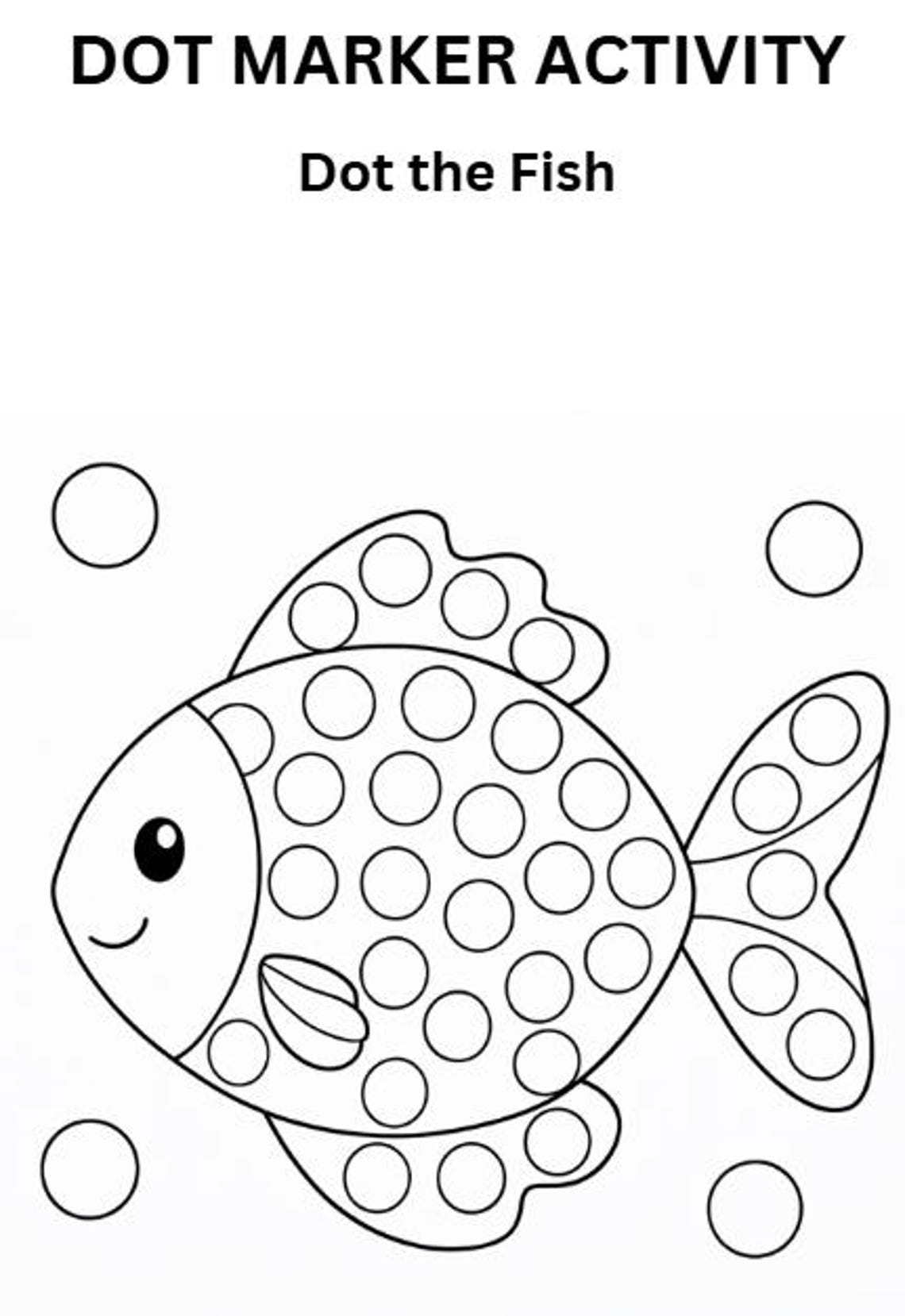 Fish Dot Marker Worksheet, Do a Dot Printable, Toddler Fine Motor ...