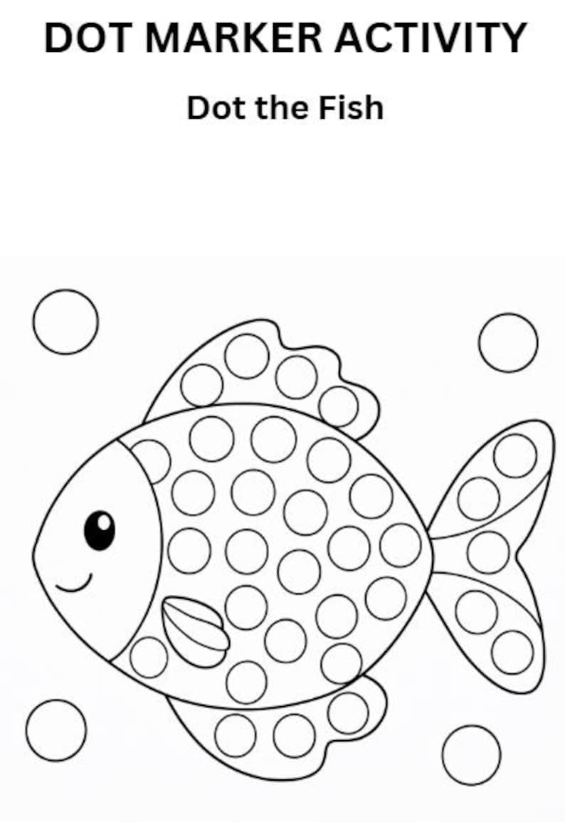 Fish Dot Marker Worksheet, Do a Dot Printable, Toddler Fine Motor ...