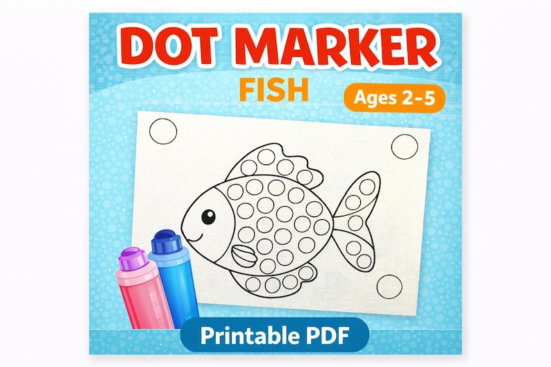 Fish Dot Marker Worksheet, Do a Dot Printable, Toddler Fine Motor ...