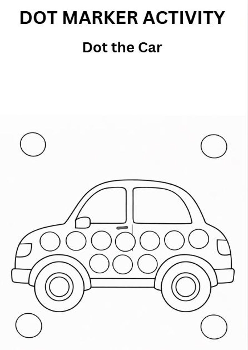 Car Dot Marker Printable, Toddler Fine Motor Skills Activity (PDF ...