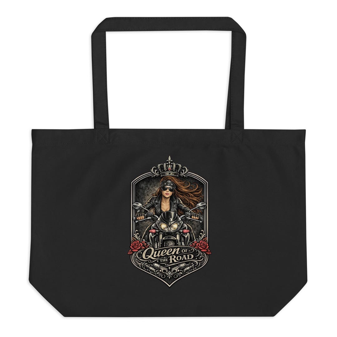 Queen of the Road Large Tote Bag – Biker Girl Bag – Motorcycle Tote ...