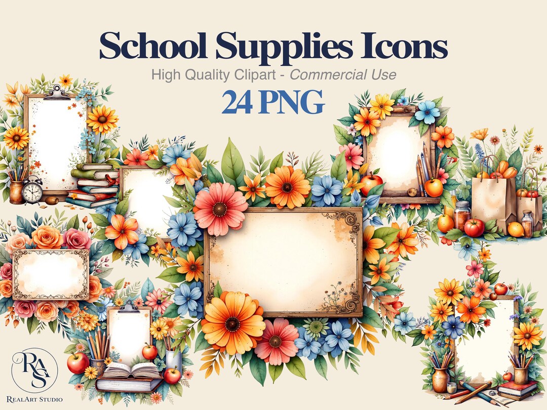 School Supplies Icons PNG Bundle, Icon Png, Education Png, Classroom ...