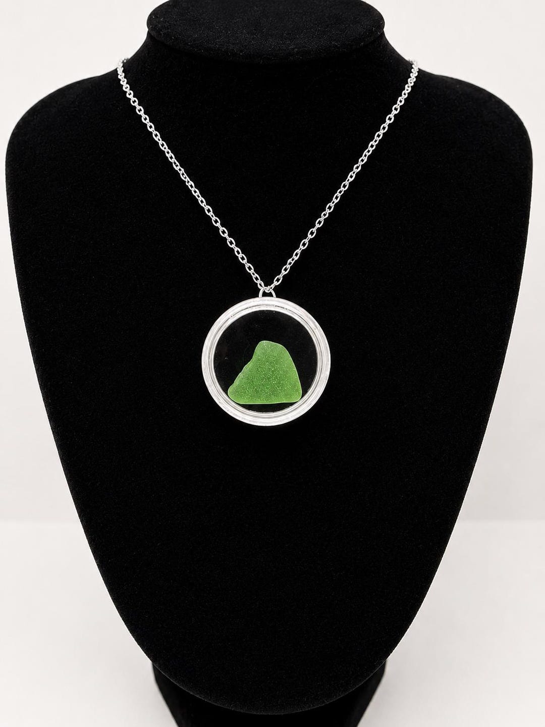 Sea Glass in a Display Case Which Can Be Opened as a Pendant Necklace ...