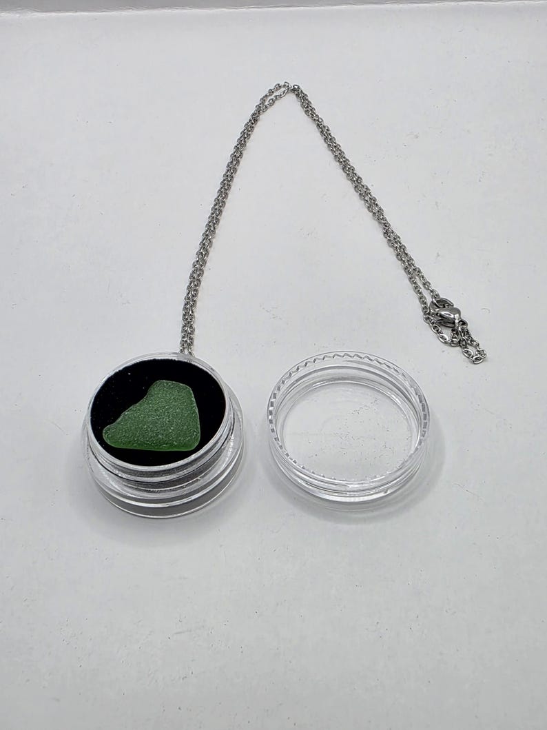 Sea Glass in a Display Case Which Can Be Opened as a Pendant Necklace ...