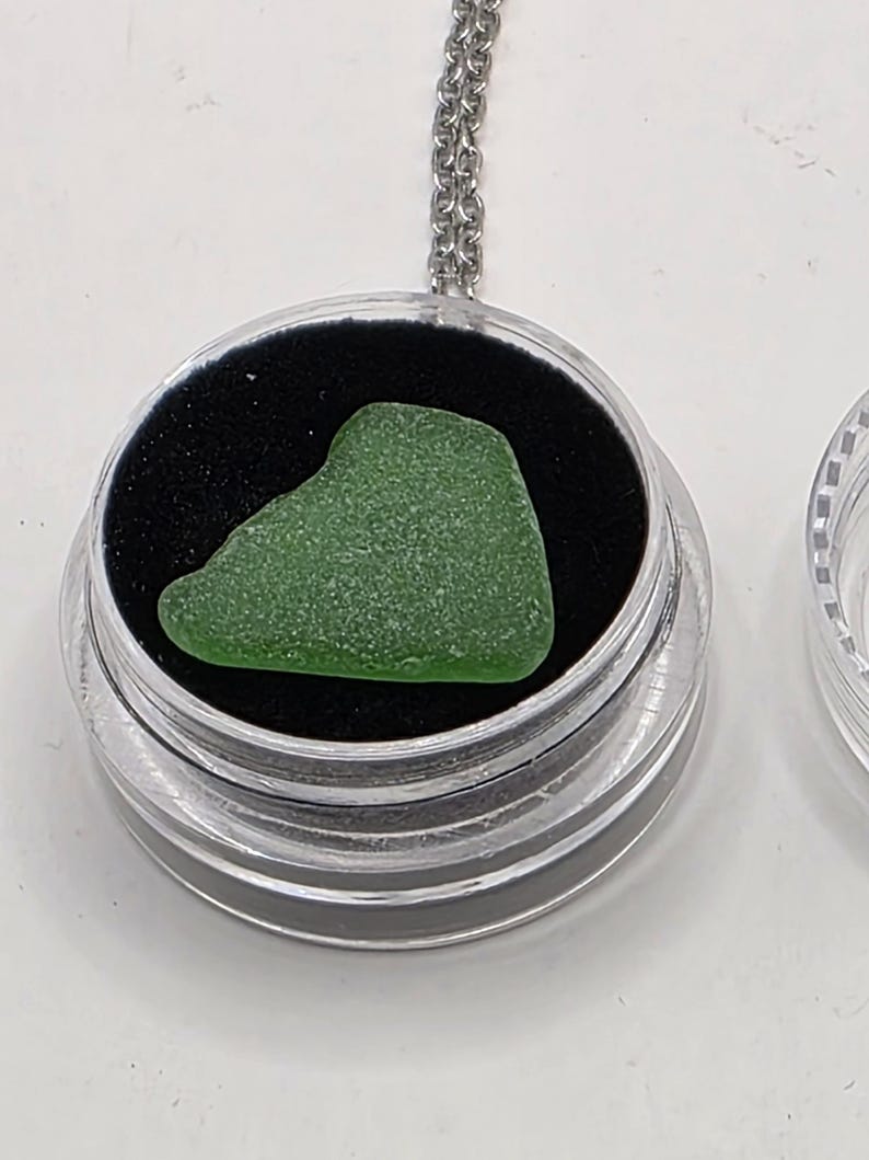Sea Glass in a Display Case Which Can Be Opened as a Pendant Necklace ...