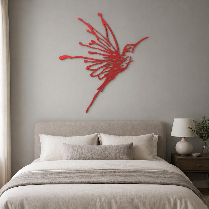 Hummingbird Metal Wall Art Minimalist Bird Decor Outdoor Garden ...