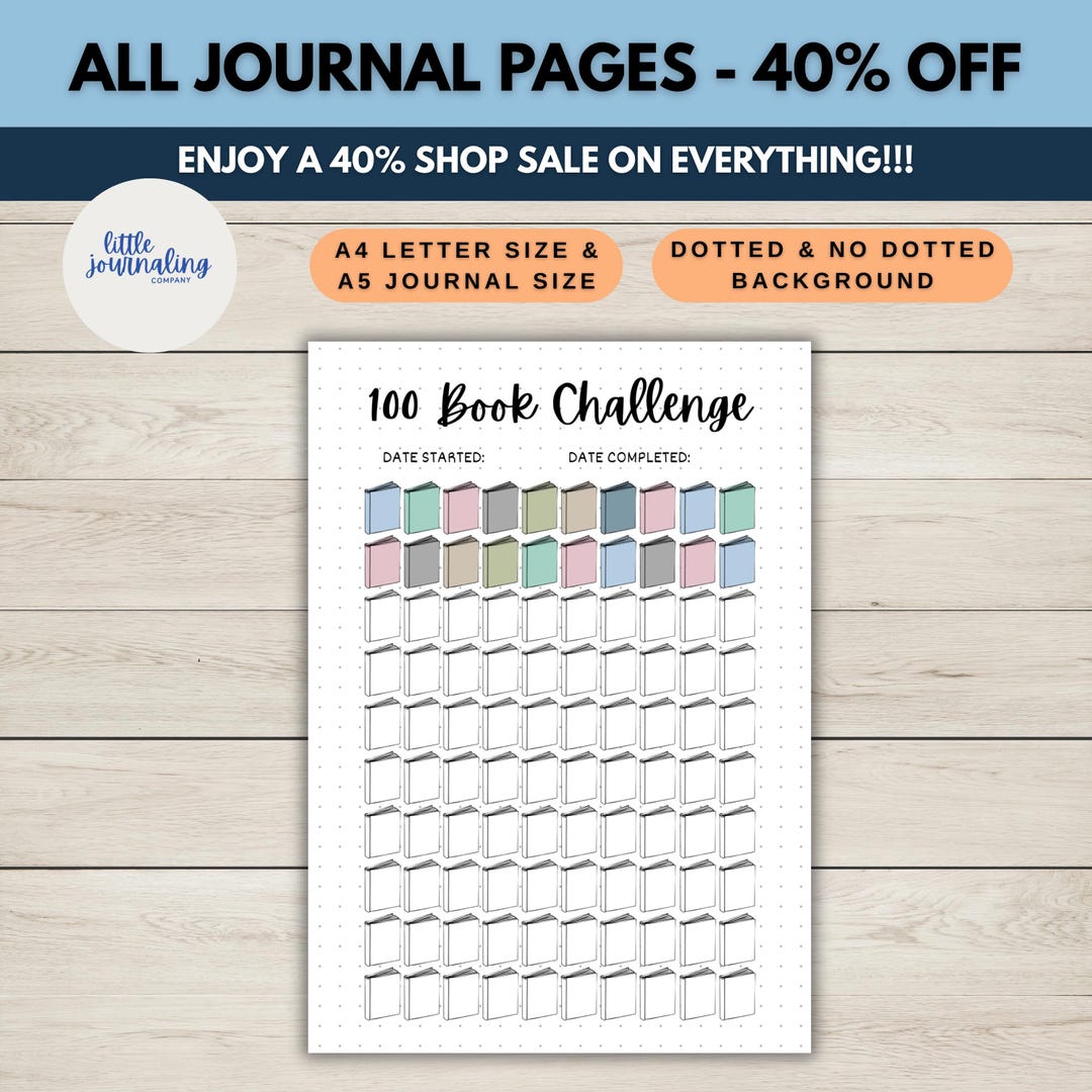100 Book Reading Challenge | Printable Planner Page | Reading Tracker ...
