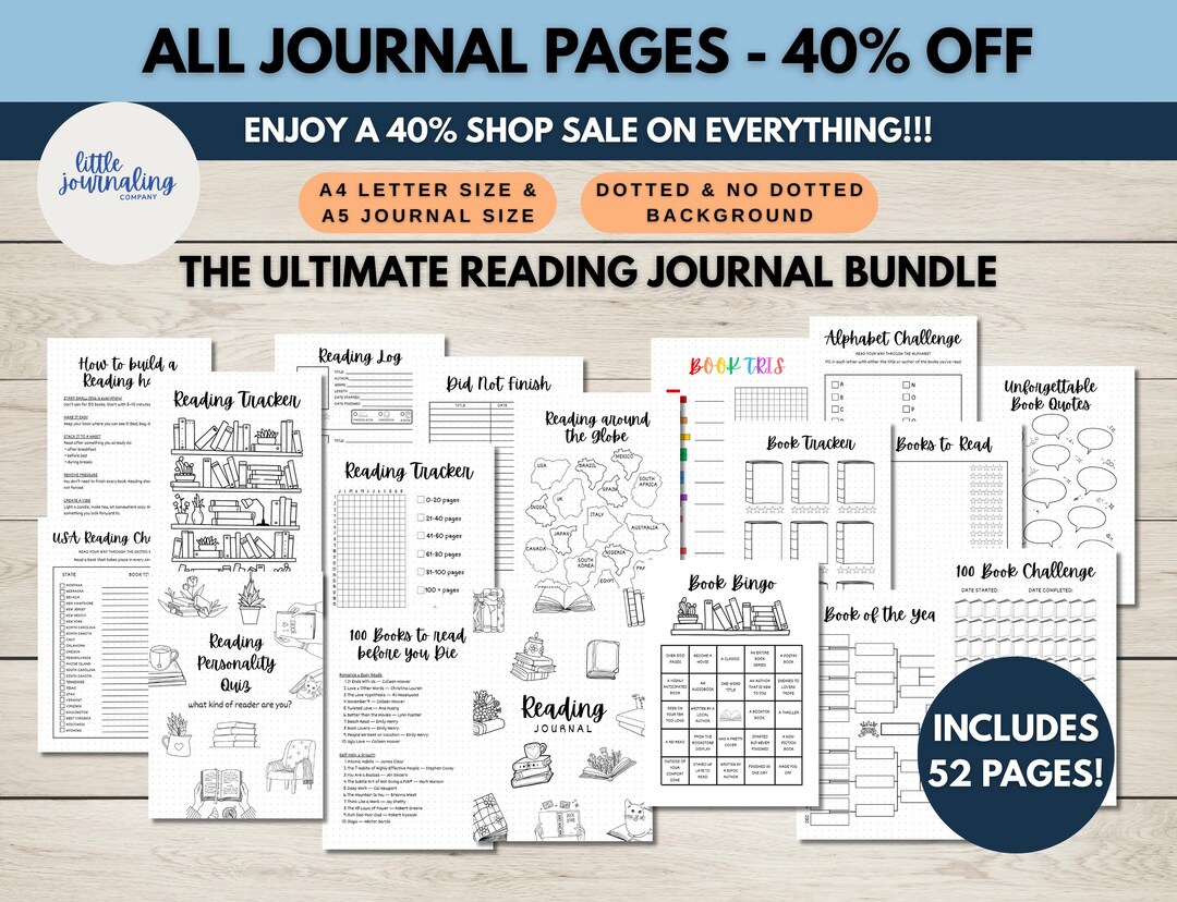 The Ultimate Reading Journal Bundle | Printable Journal Pages | Digital ...