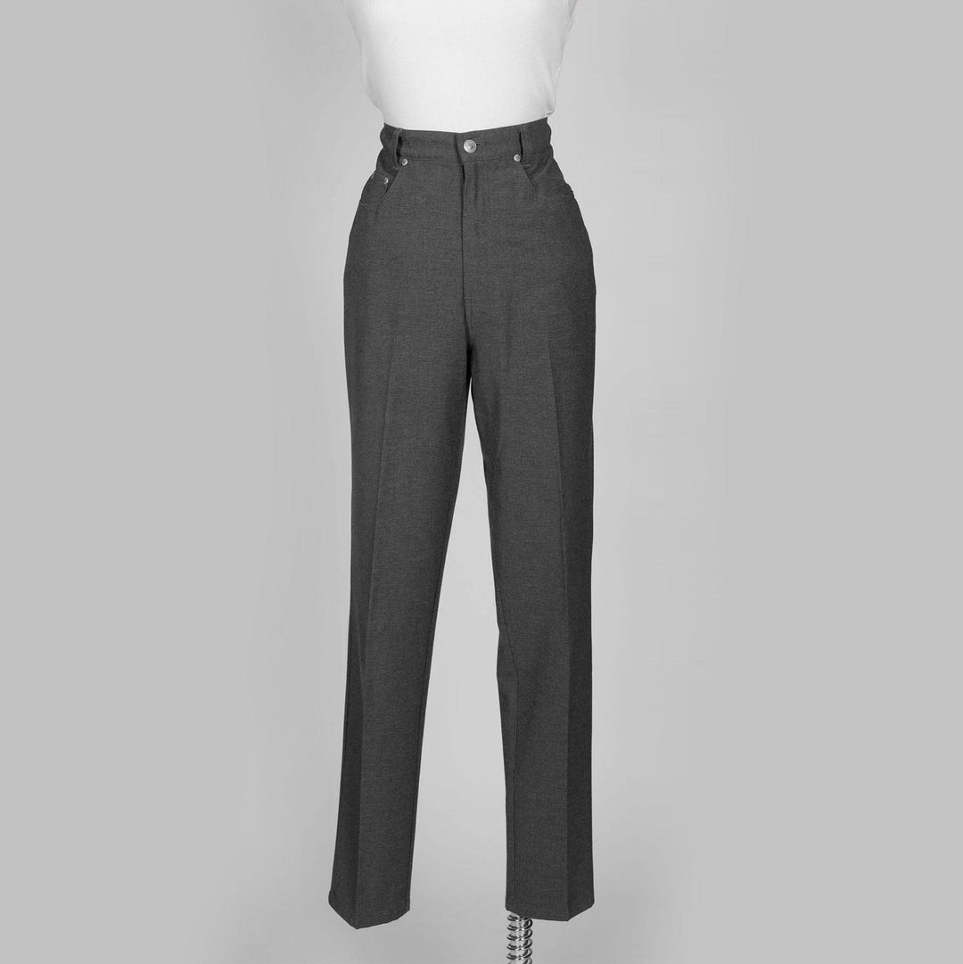Vintage 6 / 27 in High Waisted Gray Slacks Pants Trousers Stretch by ...
