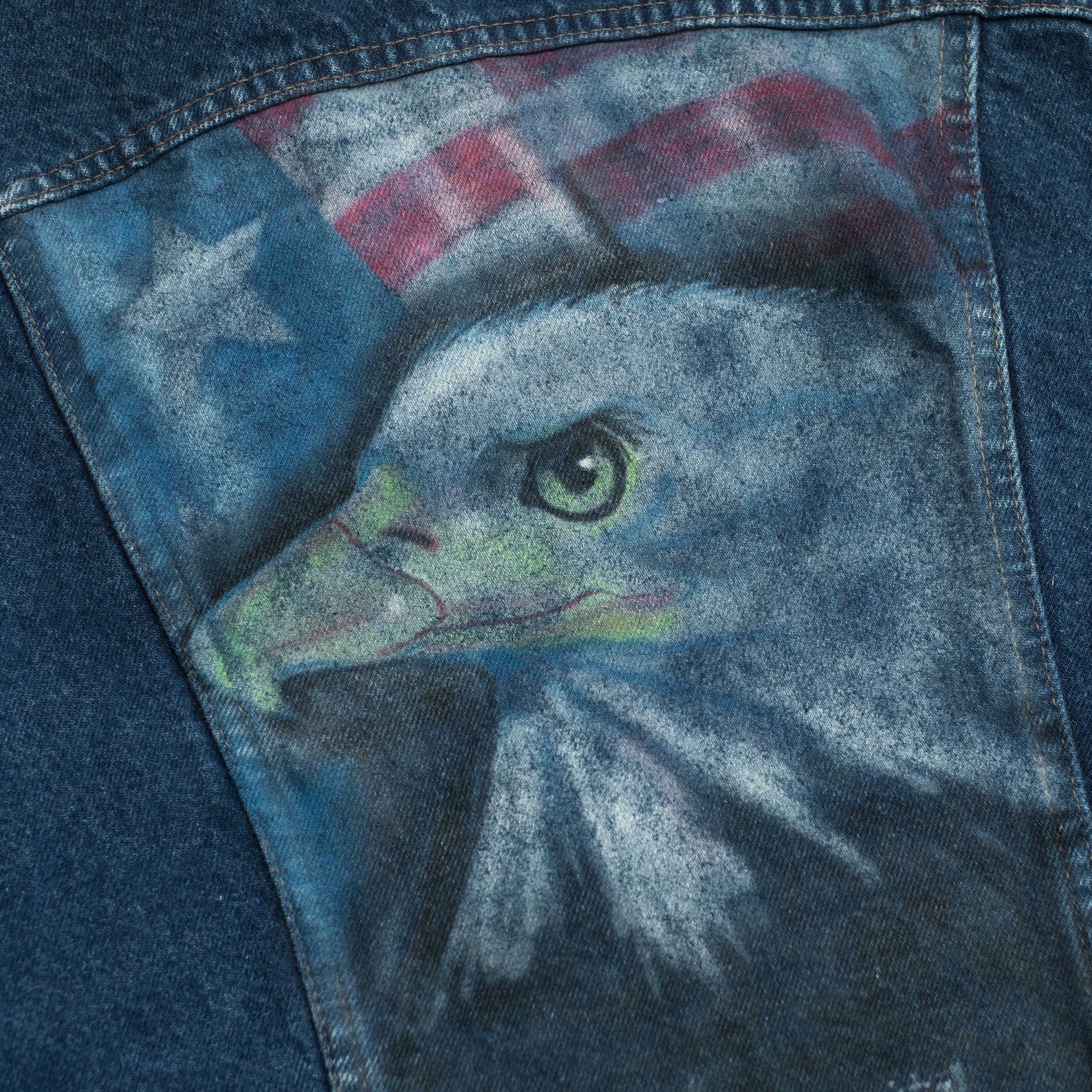 Vtg Lee Riders Denim Trucker Jacket Bald Eagle American Flag | Etsy