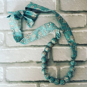 Fabric Beaded Necklace Made With Liberty Navy - Etsy