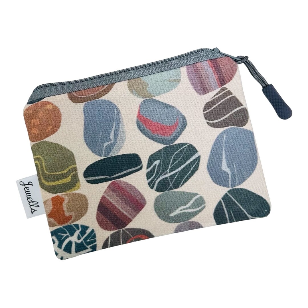 Pebbles Stones Fabric Coin Purse Pouch 2 Sizes Half Moon Purse Pocket ...