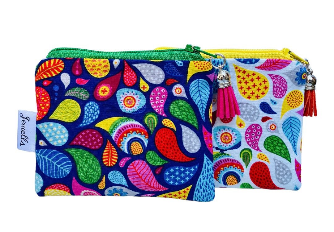 Bright Colourful Swirl Pattern Purse Pouch Navy Blue or White - 2 Sizes ...