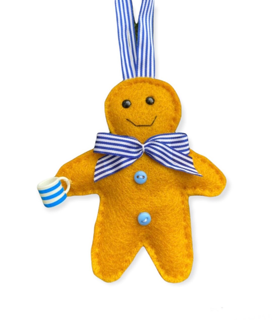 Cornish Stripes Mug Gingerbread Man Christmas Decorations Blue - Etsy