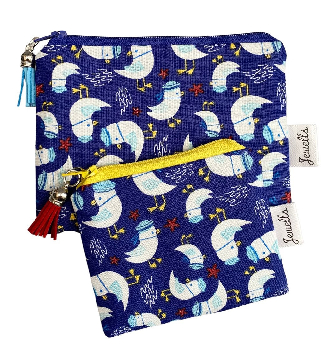 Seagull Fabric Coin Purse Pouch 2 Sizes Red Navy Blue - Etsy