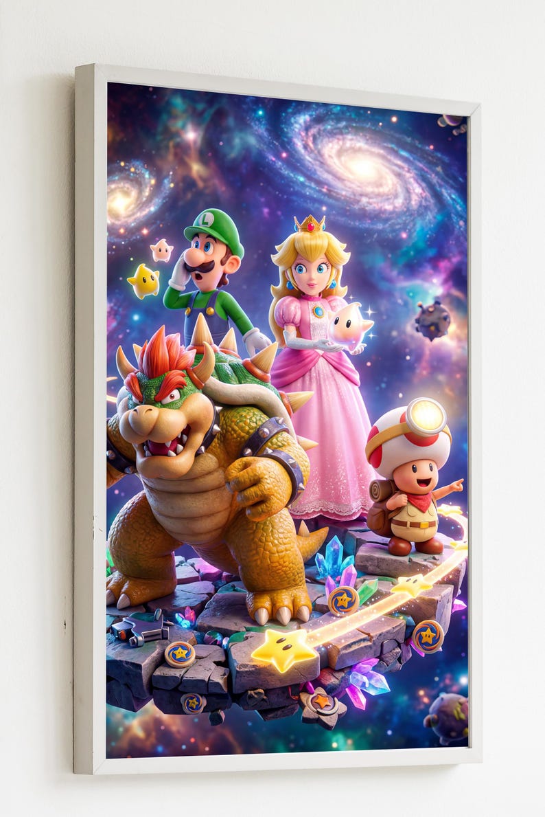 4x Super Mario Galaxy Posters With Peach, Browser, Luigi | Space Gaming ...