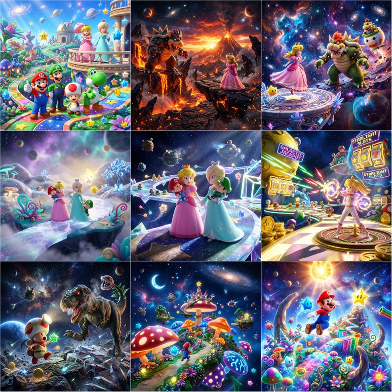 Super Mario Galaxy Art Set | 60 Space Game Backdrops | Galaxy Aesthetic ...