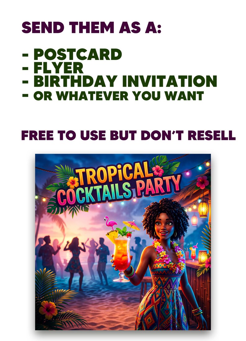 25x Cocktail Backdrop Bundle for Tropical and Summer Related Parties ...